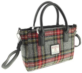Kabelka Brora Harris Tweed - Grey Red Tartan