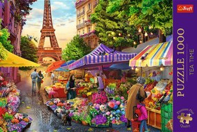 TREFL PUZZLE PREMIUM Čas na čaj Květinový trh Paříž 69x48cm 1000 dílků tr10799