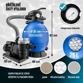 Písková filtrace k bazénu AQUA 9 600 l/h, modrá Monzana