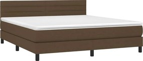 Box spring postel s matrací a LED tmavě hnědá 180x200 cm textil 3133256