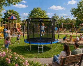 TRENDIE Trampolína s vnitřní sítí 252 cm modrá + žebřík