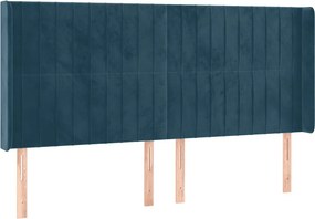 Box spring postel s matrací a LED tmavě modrá 160x200 cm samet 3139695