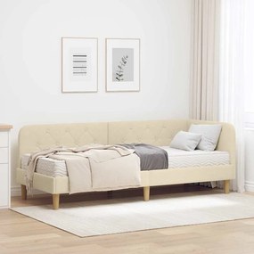 Rohový rám postele Krémová 80 x 200 cm textil 3394107
