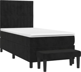 Box spring postel s matrací černá 90x200 cm samet 3137943