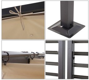 Zahradní hliníková pergola se zatahovací střechou Goleto H300 hnědá 3 x 3 x 2,23 m