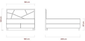 Čalouněná postel s matracemi a úložným prostorem NAOMI 180x200 cm béžová