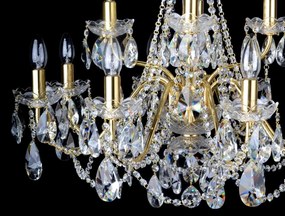 12 Arms gold brass crystal chandelier with cut crystal almonds