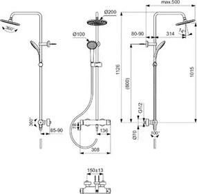 Ideal Standard Cerafine O - Sprchový set s baterií | průměr 20 cm | 1