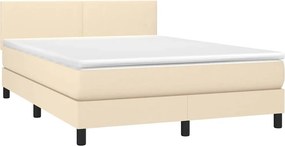 Box spring postel s matrací a LED krémová 140x200 cm textil 3133002