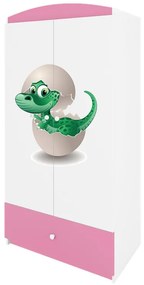 Dětská skříň Babydreams 90 cm dinosaurus růžová
