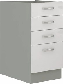 Skříňka dolní, bílá extra vysoký lesk/šedá, PRADO 40 D 4S BB