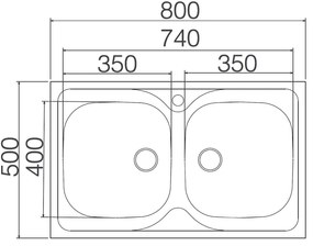 Nerezový dřez Sinks CLASSIC 800 DUO V 0,6mm matný