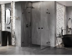 Mexen Lunar Duo výklopný sprchový kout 100 x 80 cm, 8mm čiré sklo, černý profil, 834-100L-080P-70-00