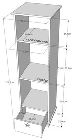 BabyBeds Dětský regál - hvězdička Barevné provedení: Modrá  183 cm x 46 cm x 47,5 cm