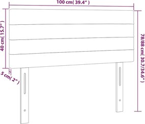 Čelo postele s LED tmavě šedé 100x5x78/88 cm samet 3121795