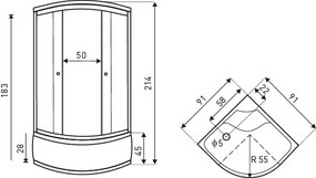 Aplomo Emma 91x91x214 masážní sprchový box