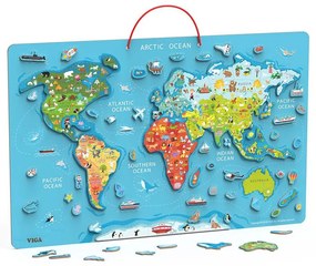 Dřevěná magnetická mapa světa Viga