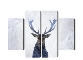 Vícedílný obraz Jelen V Zimním 3D Lese Nedostatek Nedostatek Přírodní plátno 160x120