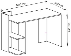 Casarredo Pracovní stůl OMENA SHELF, barva sonoma/bílá