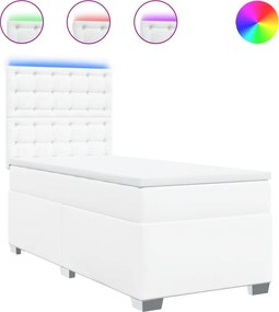 Box spring postel s matrací bílá 100x200 cm umělá kůže 3293009