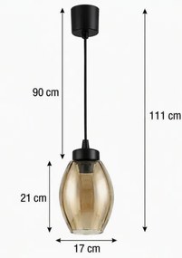 BRILAGI - LED Lustr na lanku R GLASS 1xE27/60W/230V pr. 17 cm černá/kouř béžová