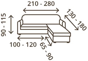 Napínací potah na sedačku s otomanem vpravo – Max