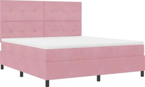 Postel s boxspringem s čelo Růžová 180 x 200 cm samet 3339853