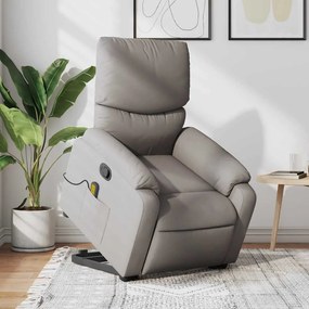 Zvedací masážní polohovací křeslo taupe textil 3204844