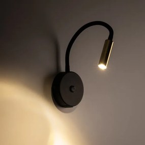 LED Nástěnná lampa s USB portem LAGOS 1xG9/3W/5V černá/zlatá