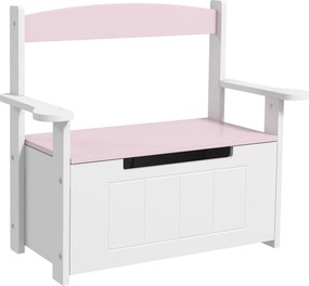AIYAPLAY dětský sedací box s úložným prostorem, opěradlem a funkcí Soft-Close, 68,5×34×58 cm, Růžová/Bílá