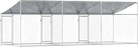Klec pro psy se střechou a dvířky šedá 6x2x2 m pozinkovaná ocel 3209564