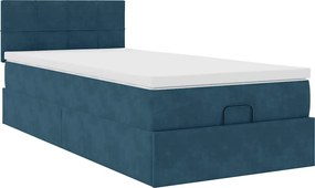 Osmanský rám postele s matrací tmavě modrá 100x200cm samet 3311757
