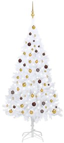 Umělý vánoční stromek s LED a sadou koulí bílý 210 cm PVC,  3077542 HangarStore.cz