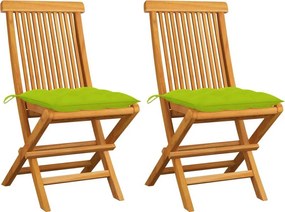 vidaXL Zahradní židle s mi poduškami 2 ks masivní teak [3062480] Barva: Zelená