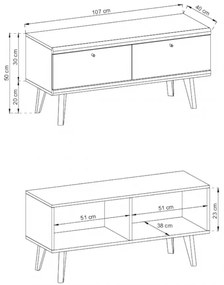 Televizní stolek Primo 107 cm dub Riviéra/bílý