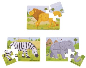 Bigjigs Toys Puzzle 3v1 Safari zvířátka