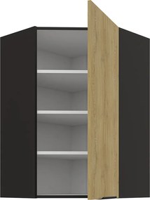 CREMONA cc | horní kuchyňská skříňka 60x60 GN-90 1F (45°) rohová s policemi | 60x60 cm | VYSOKÁ | černá/cremona