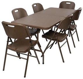 Zahradní set RATTAN - STŮL 180x76 PŮL + 6x ŽIDLE