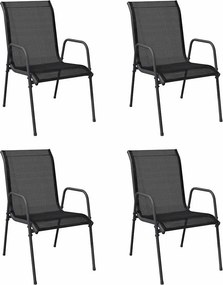 Zahradní židle 4 ks ocel a textilen černé 316818