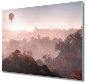 Skleněná krájecí deska Balón nad lesy 60x52 cm