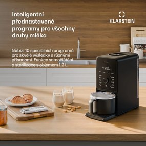 Klarstein Marcia Touch ořechový mléčný automat 1,2 litru 6 nerezových nožů 1200 W 10 + 2 programy
