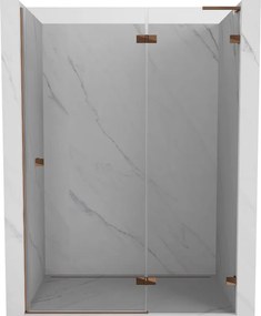 Mexen Lunar L, výklopné pravé sprchové dveře 135 cm, 8mm čiré sklo, růžové zlato profil, 834L-135-000-60-00-P