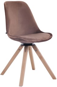 Otočná židle Troyes ~ samet, dřevěné nohy hranaté natura - Hnědá