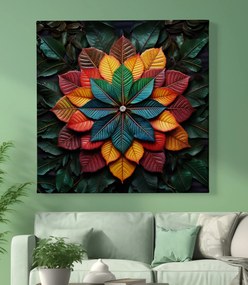 Obraz na plátně - Mandala barevné listy FeelHappy.cz Velikost obrazu: 40 x 40 cm