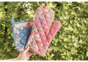 Modrá bavlněná chňapka / podložka pod hrnec s květinovým motivem Floral Fiesta – 20x20 cm