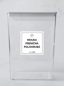 MOUKA PŠENIČNÁ POLOHRUBÁ - omyvatelná samolepka na dózu, výběr rozměrů Ø 5 cm / 5 x 5 cm / 6 x 8 cm | DomaLEP