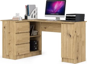 Rohový počítačový stůl B20 levá - dub artisan