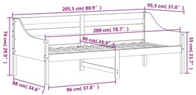 Válenda bílá 90 x 200 cm masivní borové dřevo