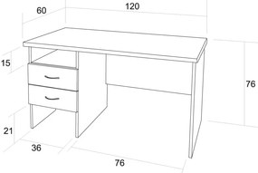 Bradop Psací stůl univerzální NICK C010 P - PŘÍRODNÍ