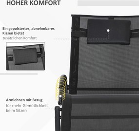 Houpací lehátko Outsunny Houpací křeslo s polštářem Zahradní lehátko 155 x 61 x 88 cm z textilenu v černé barvě pro venkovní relaxaci | Aosom.de